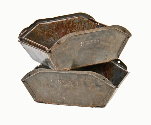 matching set of c. 1950's pressed and folded steel "nestier" vintage i ...