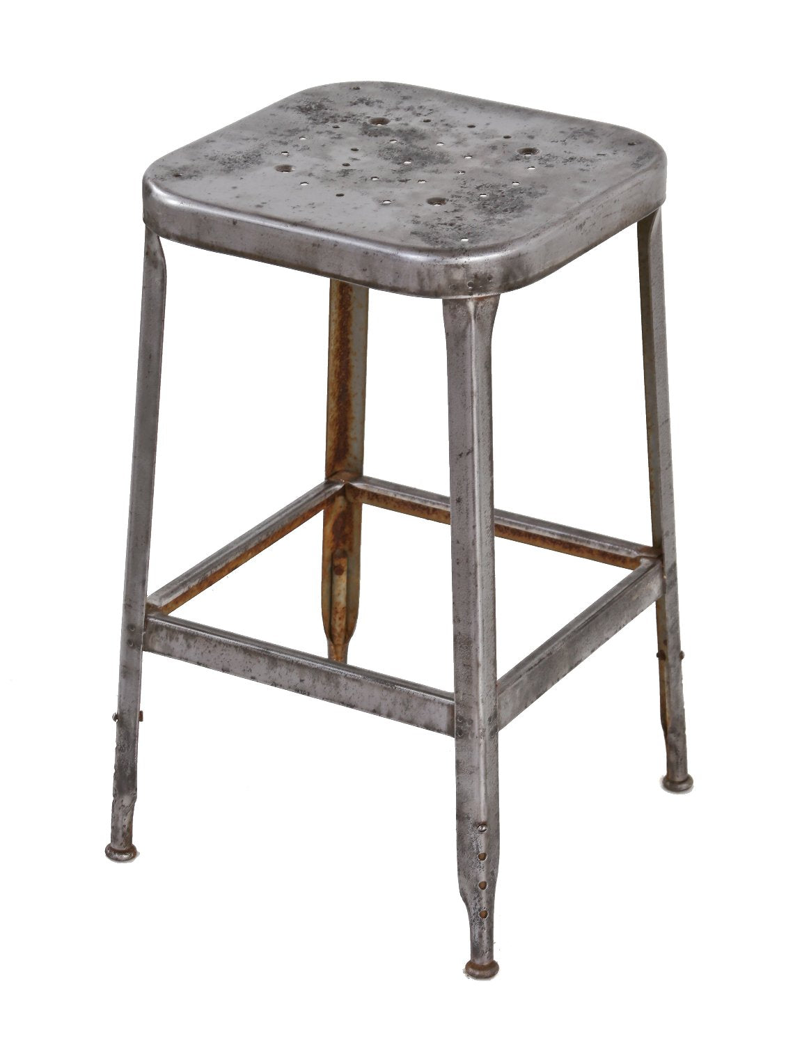 low-lying c. 1950's brushed metal four-legged stationary pressed and f ...