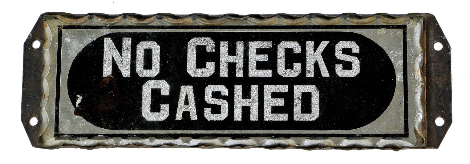 single-sided original american depression era scalloped edge "no check ...
