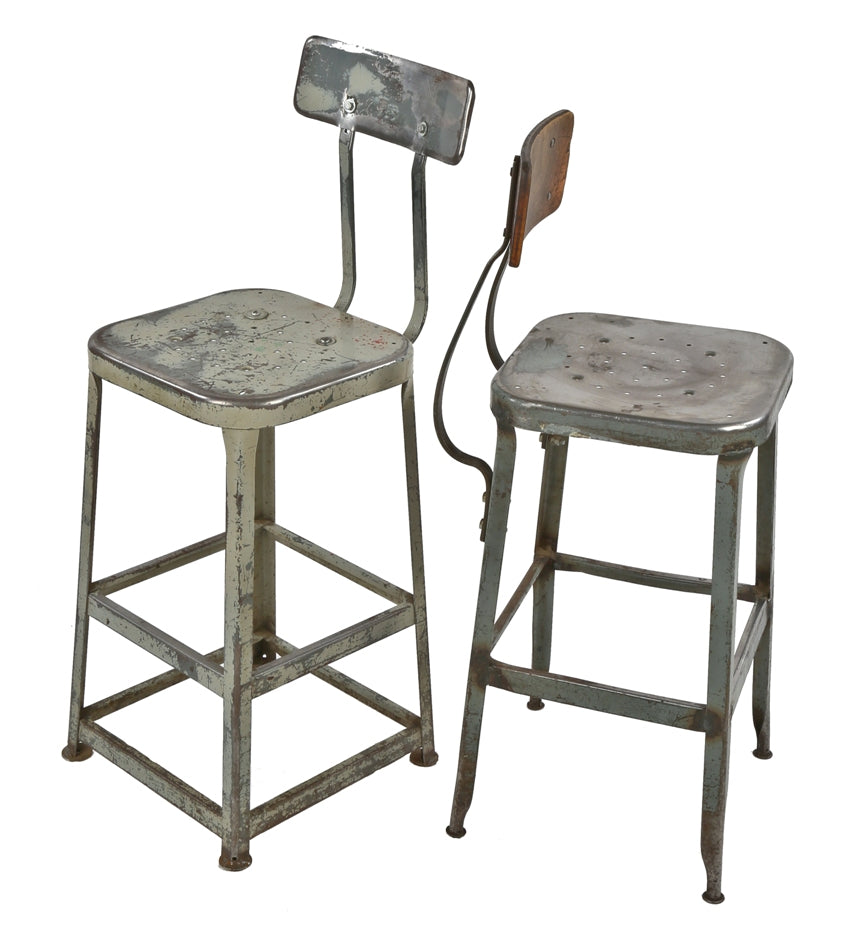 pair of c. 1950's nicely worn gunship gray enameled salvaged chicago f ...