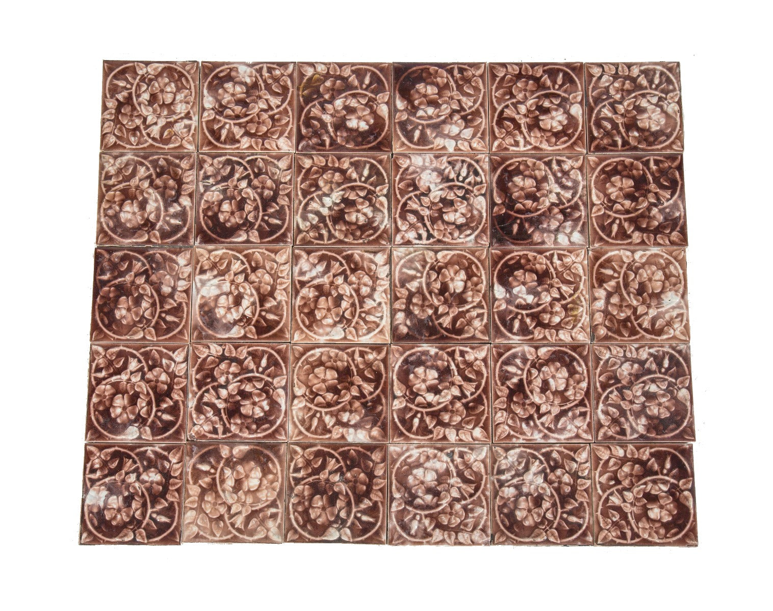 large lot of original matching late 19th century columbia tile works s ...