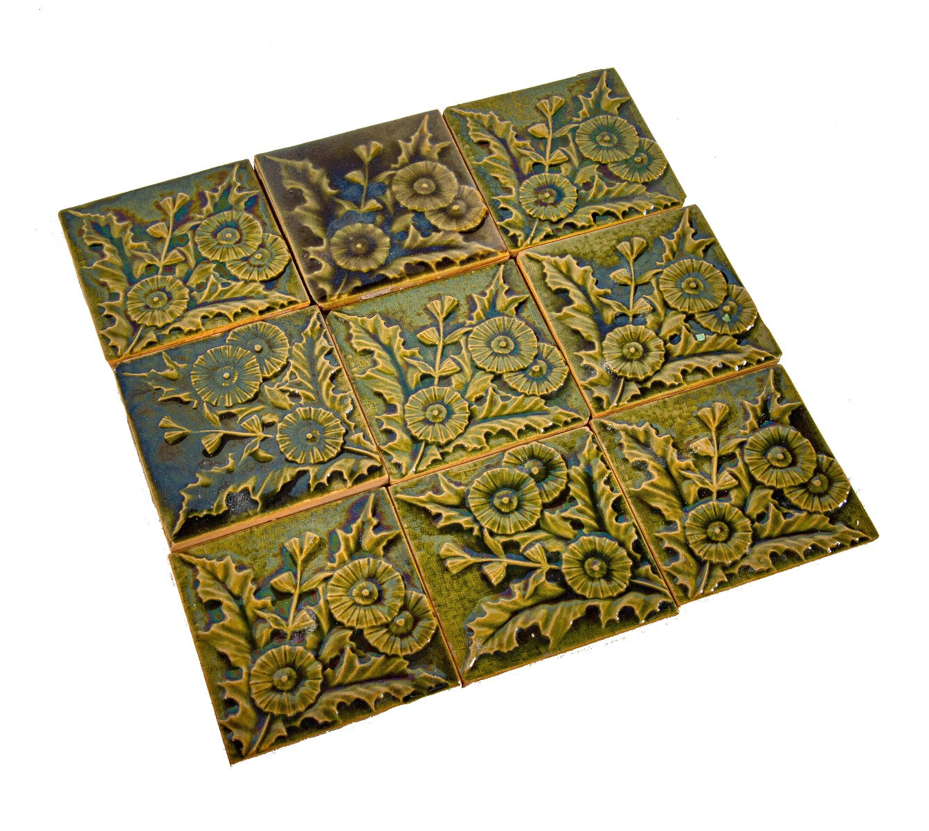 matching set of original 19th century of multicolored dark green ...