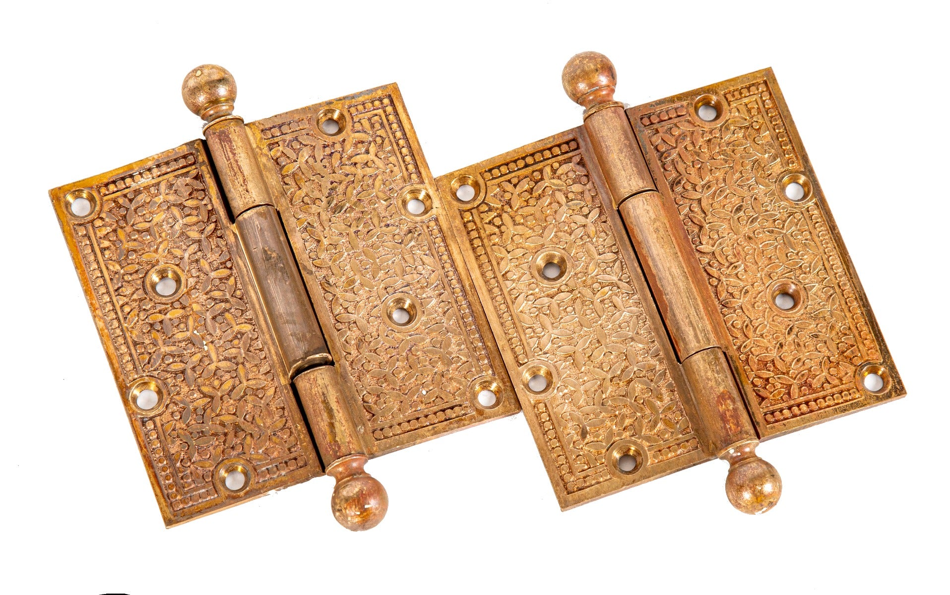 matching set of 19th century anglo-japanese cast bronze "rice" pattern ...